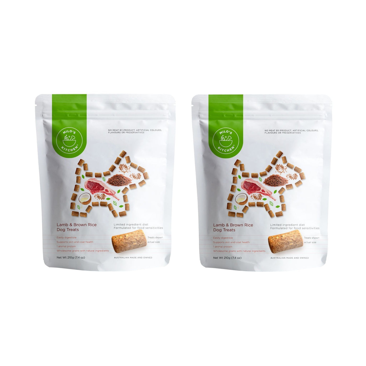 Bundle 2 x MILO'S KITCHEN Single Protein Lamb Brown Rice Dog Treats 21 ...