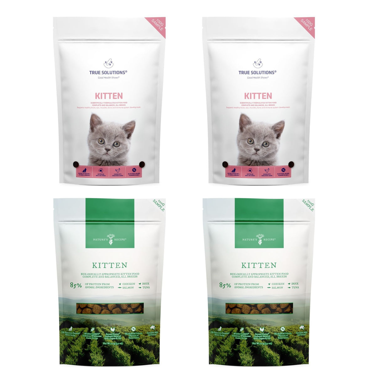 4 x 100g Kitten Food Samples (True Solutions and Nature's Recipe) — Pet ...